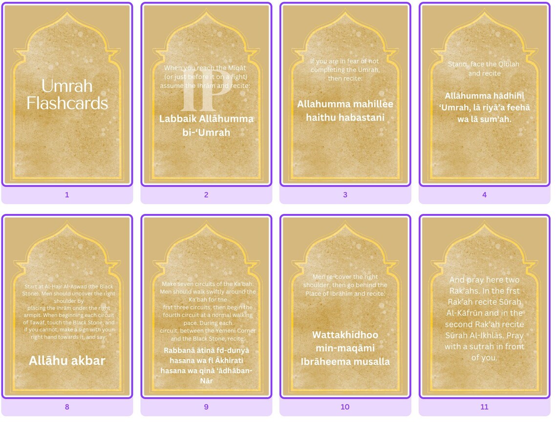 Umrah Flashcards, Prayer Cards, Printable PDF - Etsy