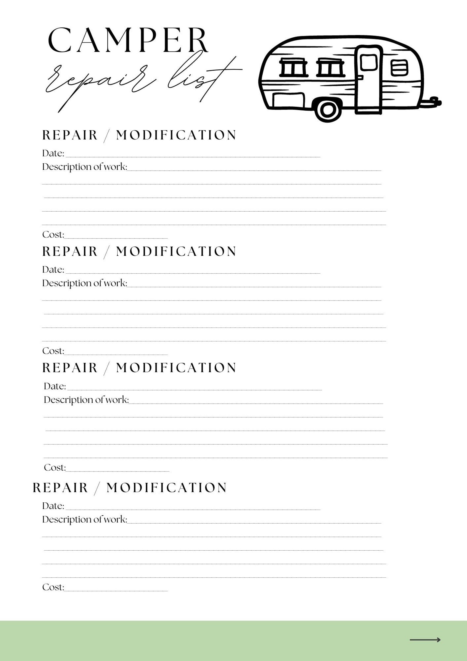 Complete RV Camper Printable Checklist Set Packing List, Shopping List ...