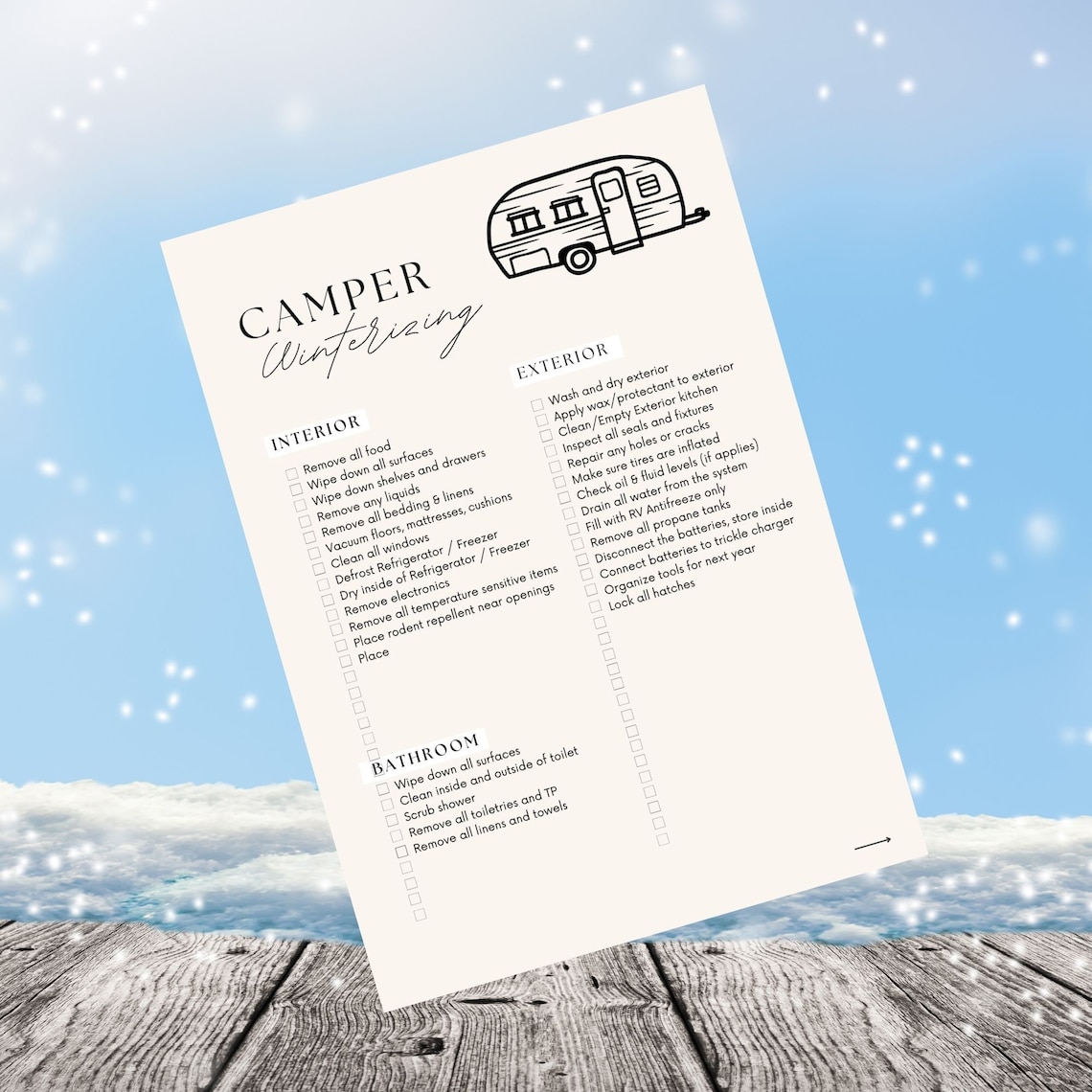 Complete RV Winterizing Checklist Downloadable PDF - Etsy
