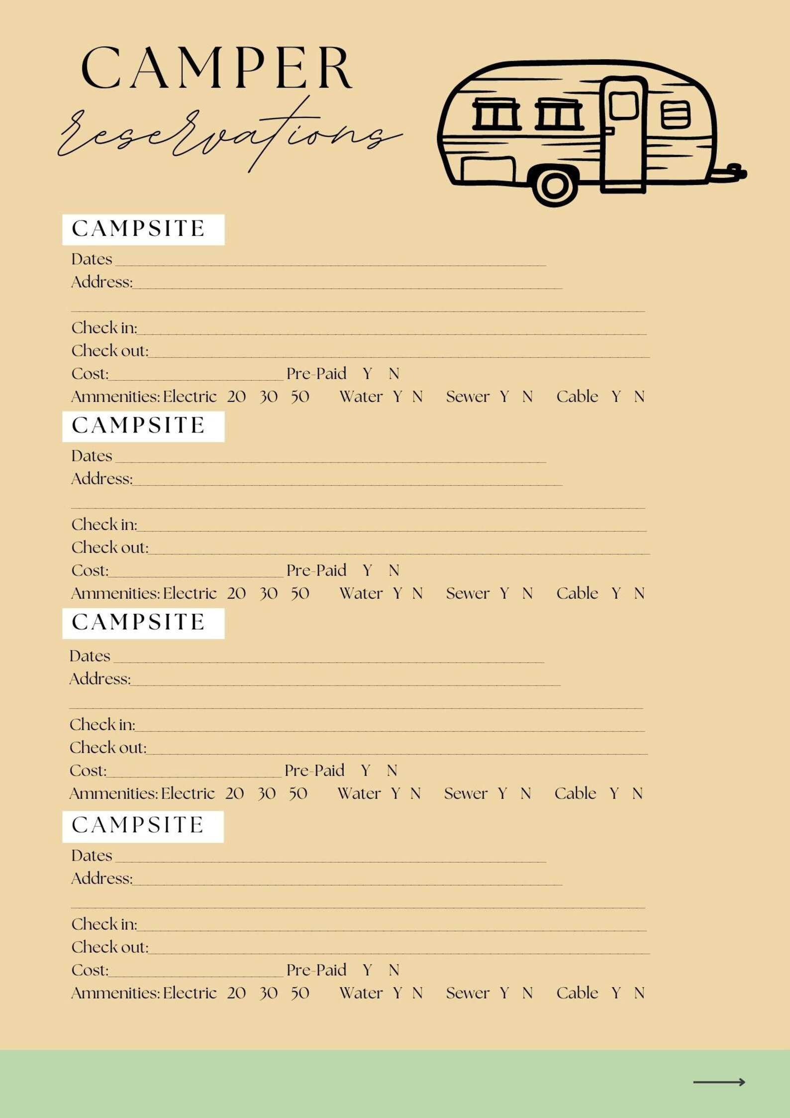 Complete RV Camper Printable Checklist Set Packing List - Etsy