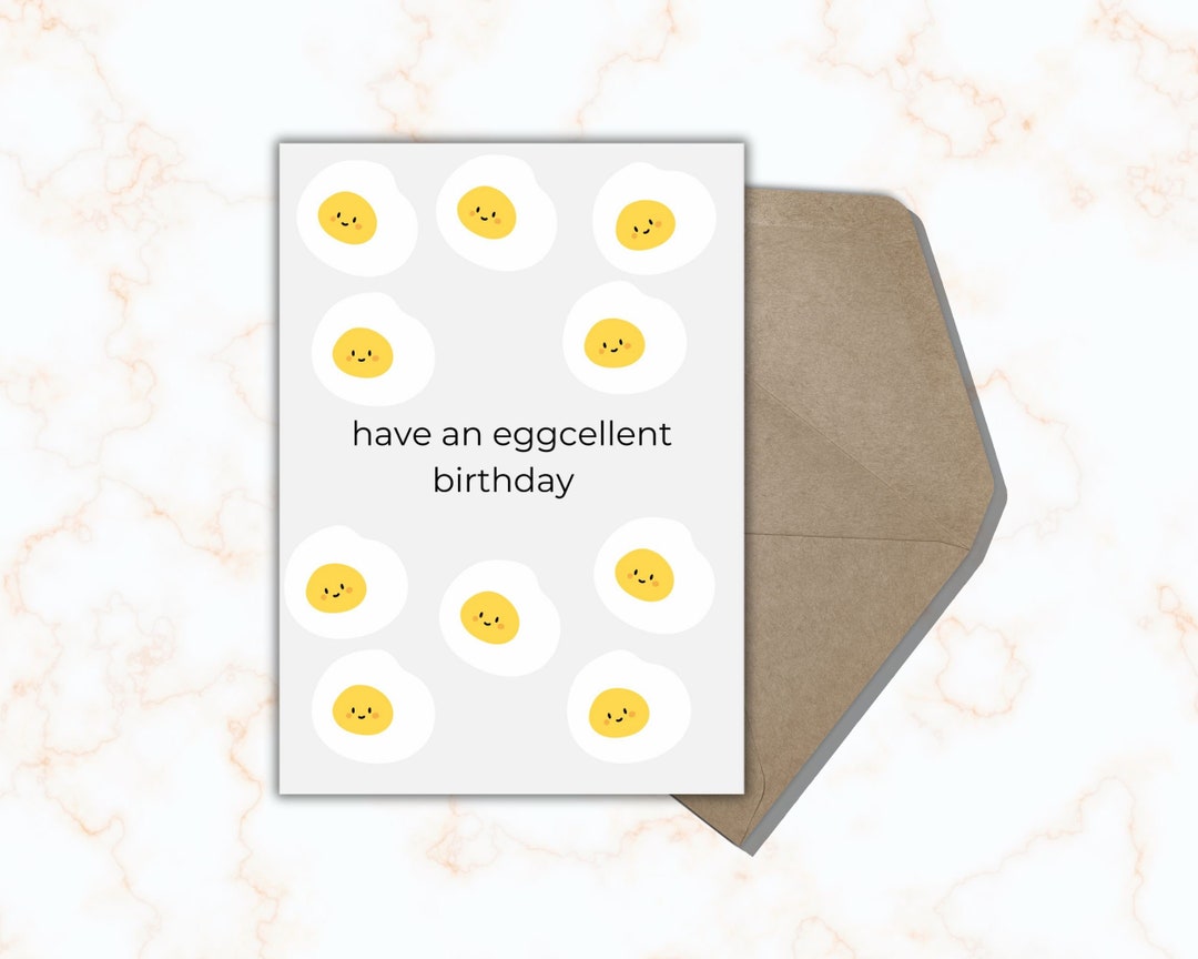 Egg Birthday Card, Birthday Card, Breakfast Birthday Card, Card, Funny ...