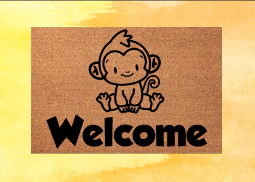 Cute Fun Monkey Welcome Mat Coir Indoor Outdoor Doormat | Unique Door ...