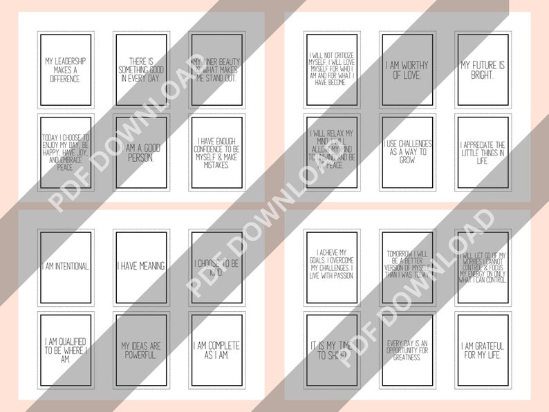 Printable Affirmation Cards for Women Set of 72 Affirmation Card Decks for Women Instant ...