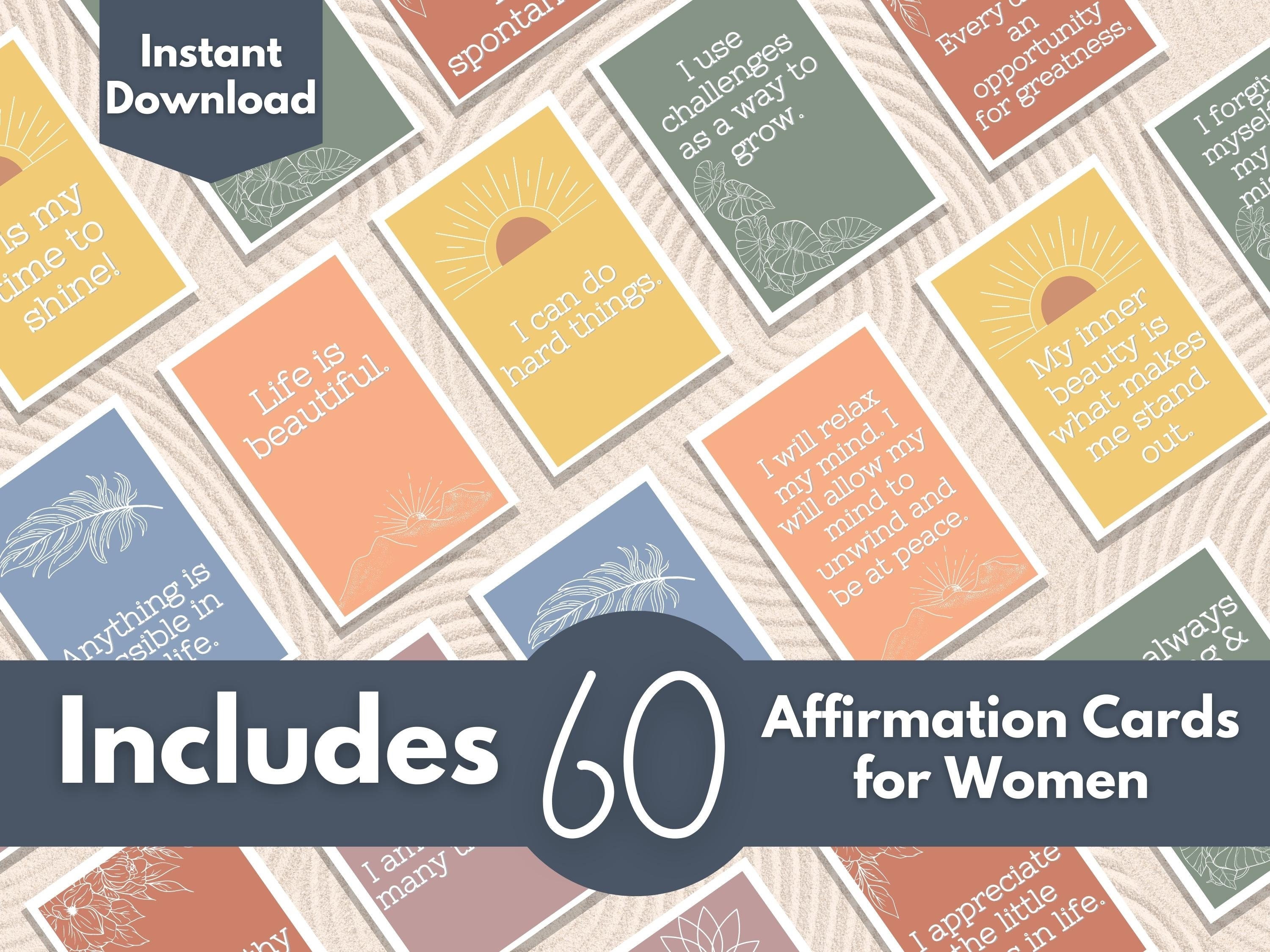 Printable Affirmation Cards for Women Set of 60 Affirmation Card Decks ...