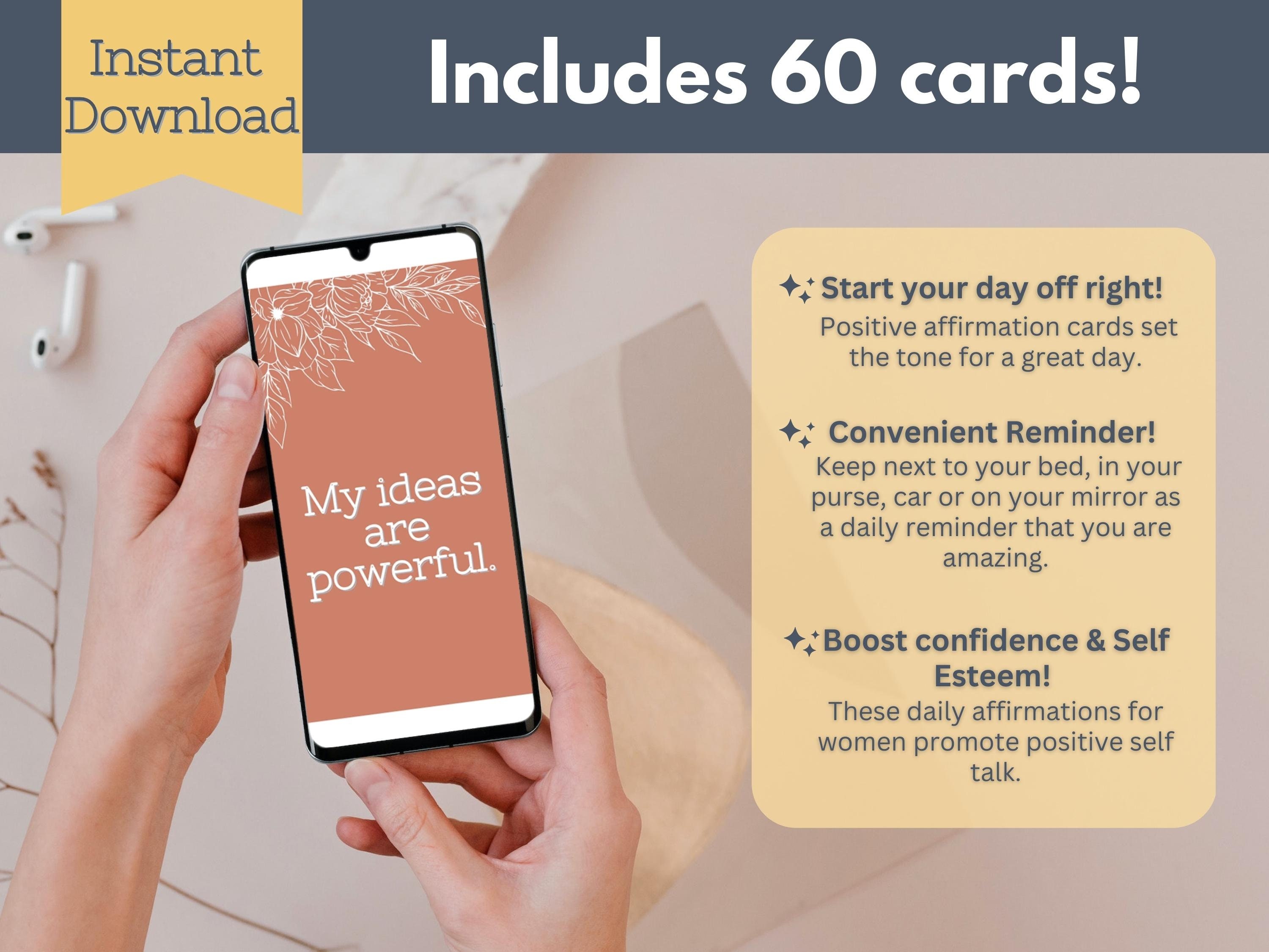 Printable Affirmation Cards for Women Set of 60 Affirmation Card Decks ...