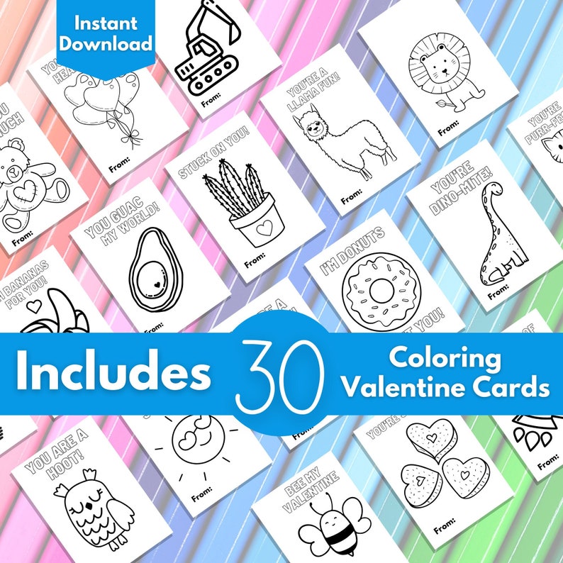 Printable Coloring Valentines Cards With 30 Fun Designs - Printable ...