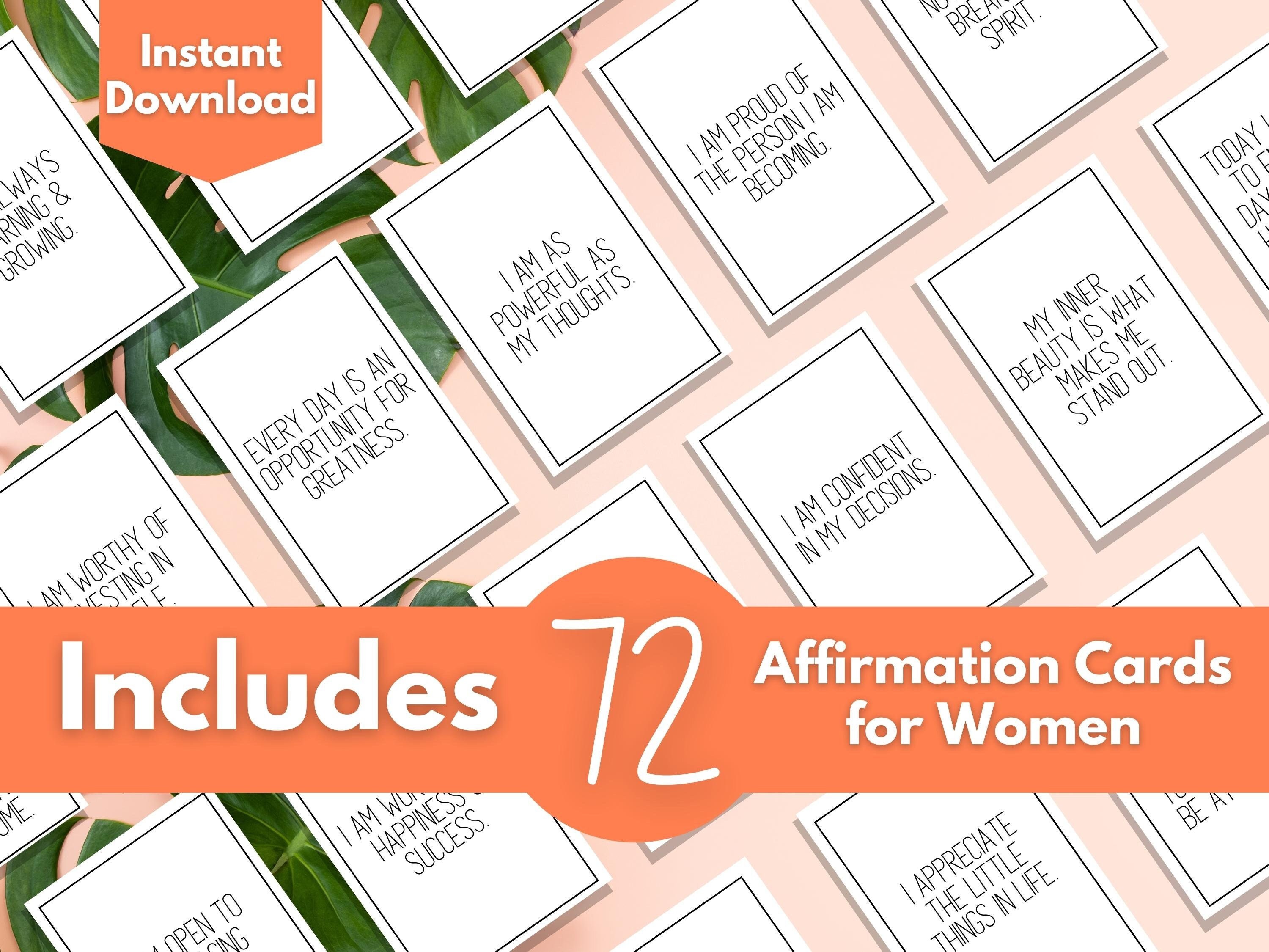 Printable Affirmation Cards for Women Set of 72 Affirmation Card Decks for Women Instant ...