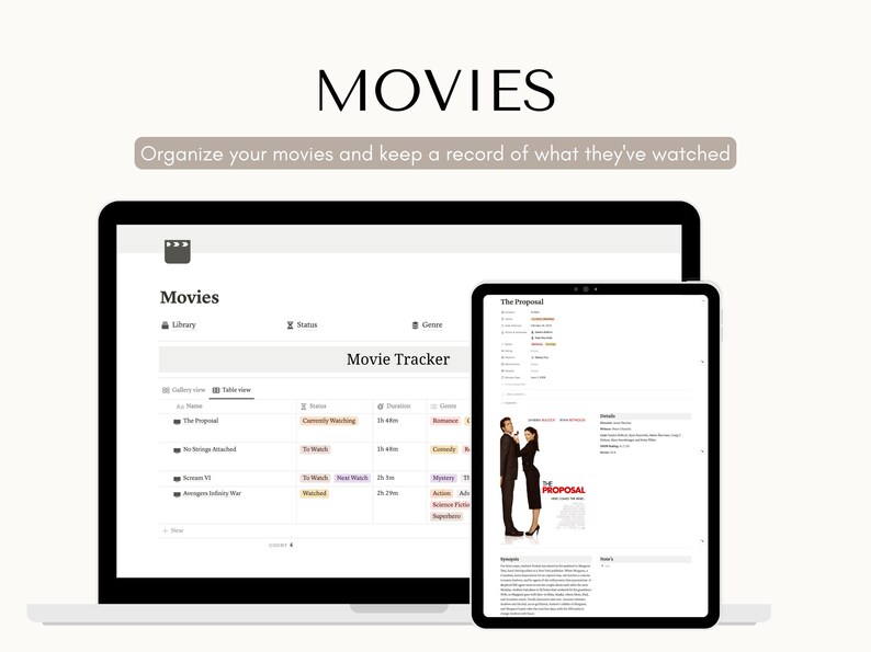 Notion Movie & TV Show Tracker Template: Digital Watchlist - Etsy