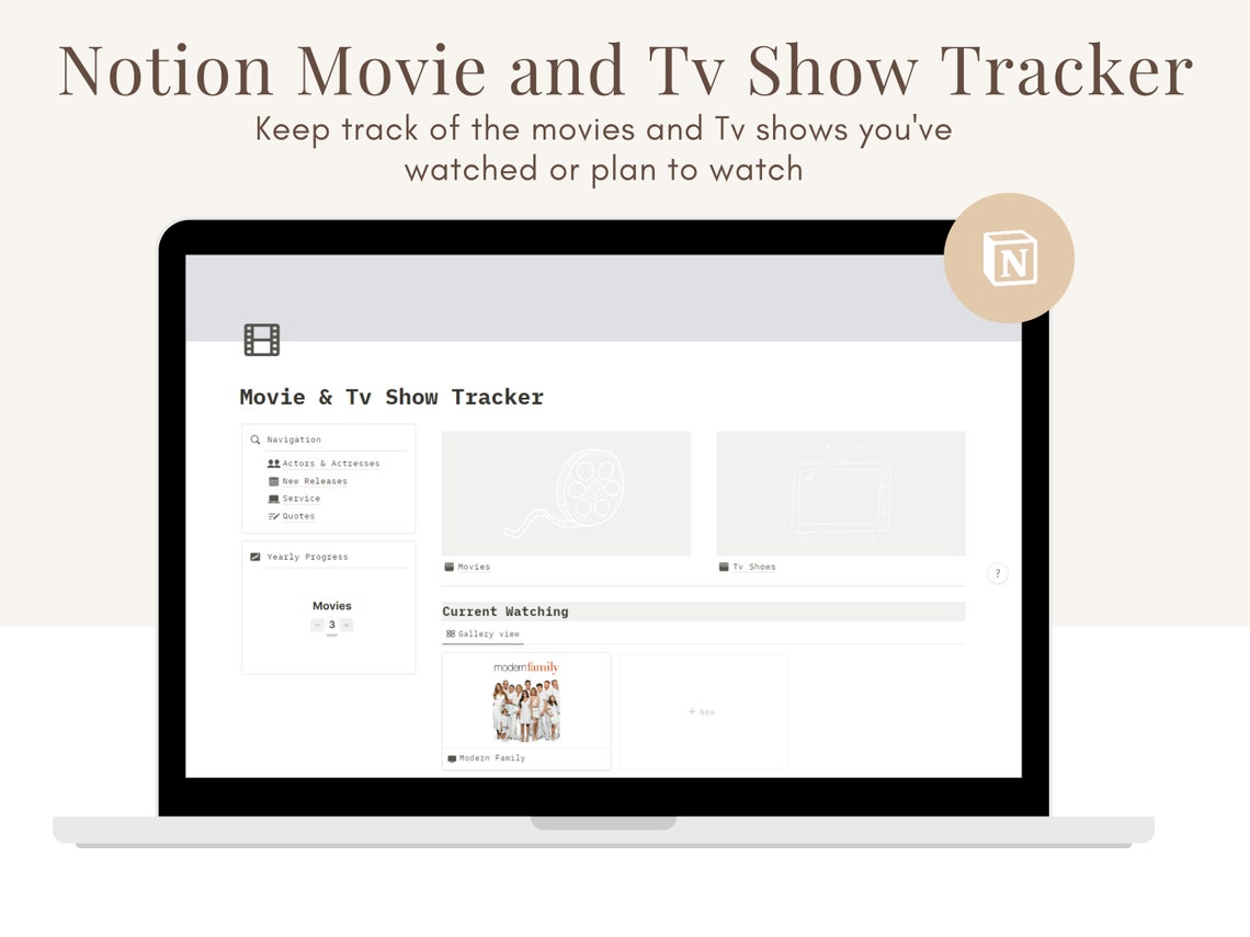Notion Template Movie & TV Show Tracker, Aesthetic Movie Tracker Notion ...