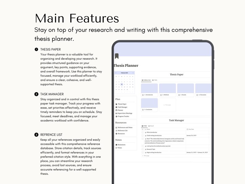 Notion Thesis Planner Template, Academic Research Organizer, Digital ...