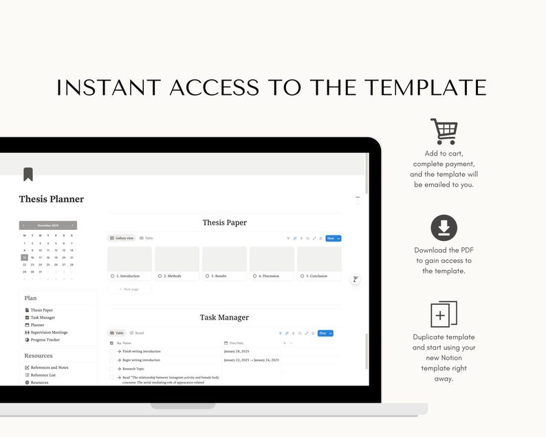 Notion Thesis Planner, Dissertation Planner, Research Organizer ...