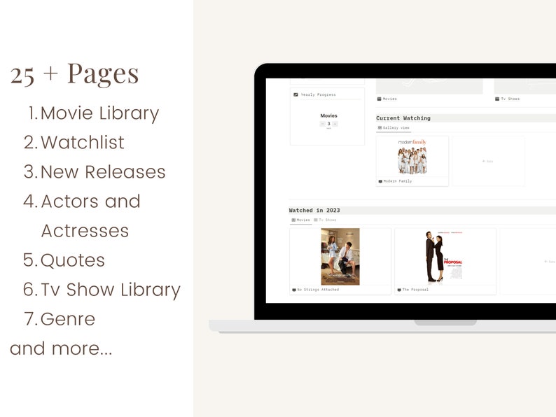 Notion Template Movie & TV Show Tracker, Aesthetic Movie Tracker Notion ...