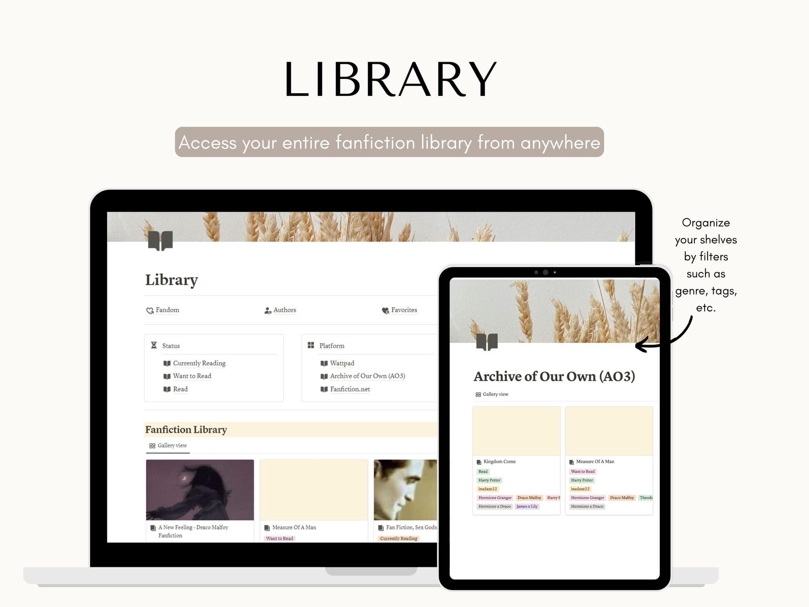 Notion Fanfiction Journal Template, Digital Reading Log, Writing ...