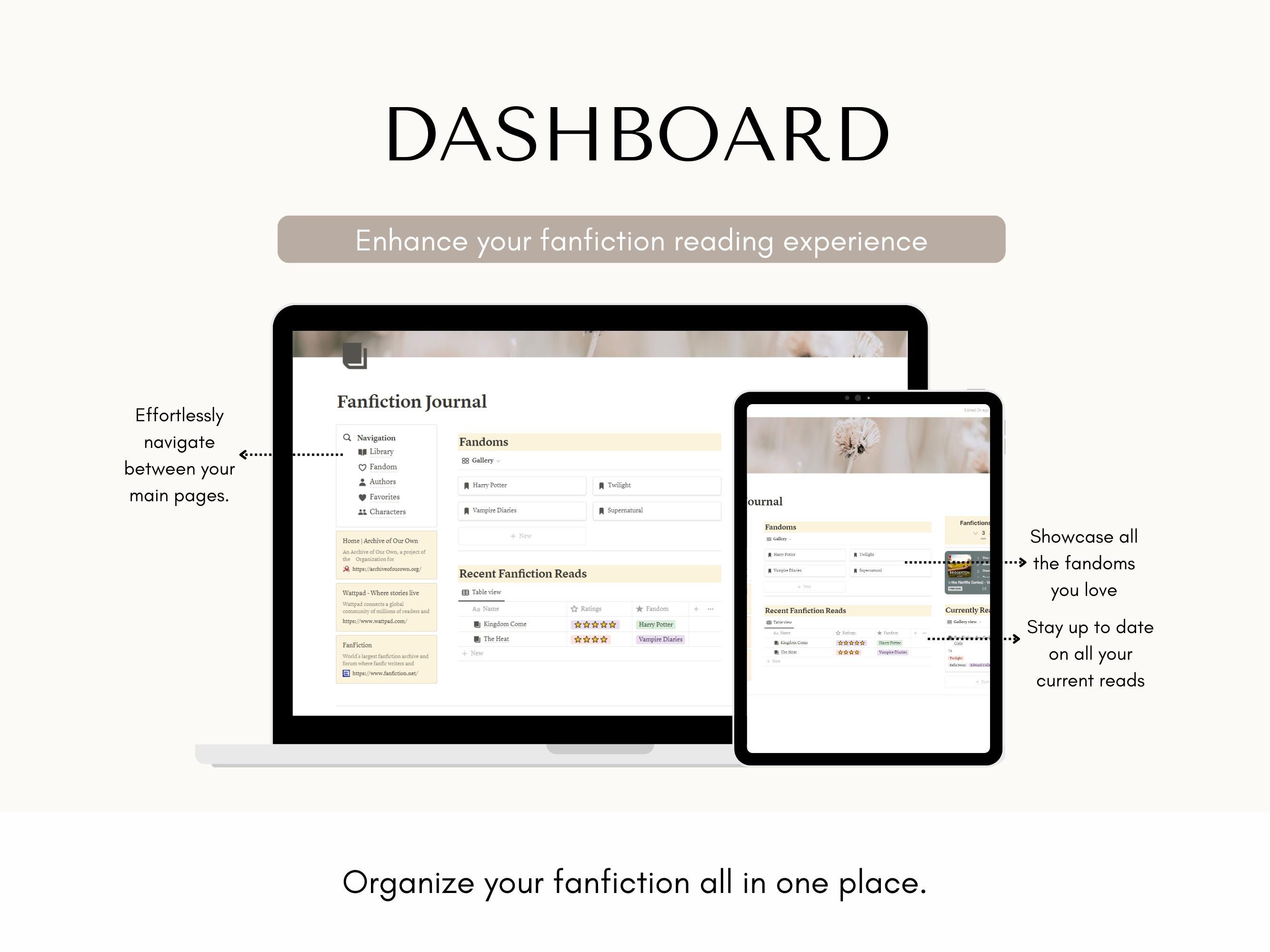 Notion Fanfiction Journal Template, Digital Reading Log, Writing ...