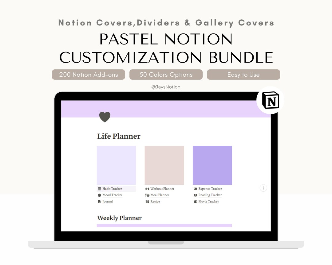 Pastel Notion Customization Bundle: Covers, Gallery Covers, Dividers ...