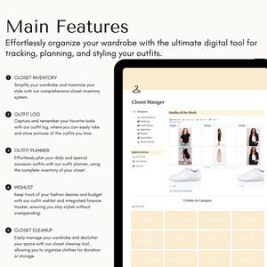 Notion Template Closet Manager, Wardrobe Organizer, Outfit Planner , Notion Template for Outfit ...