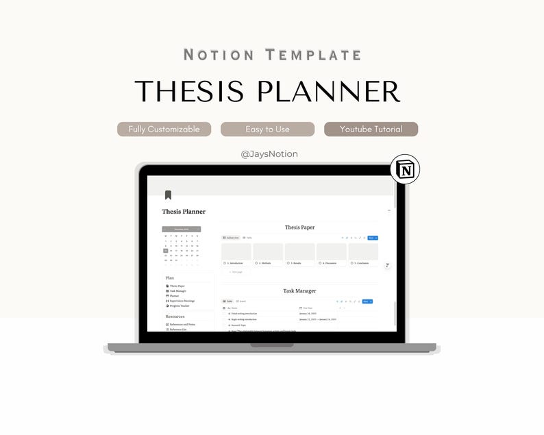 Notion Thesis Planner, Dissertation Planner, Research Organizer ...