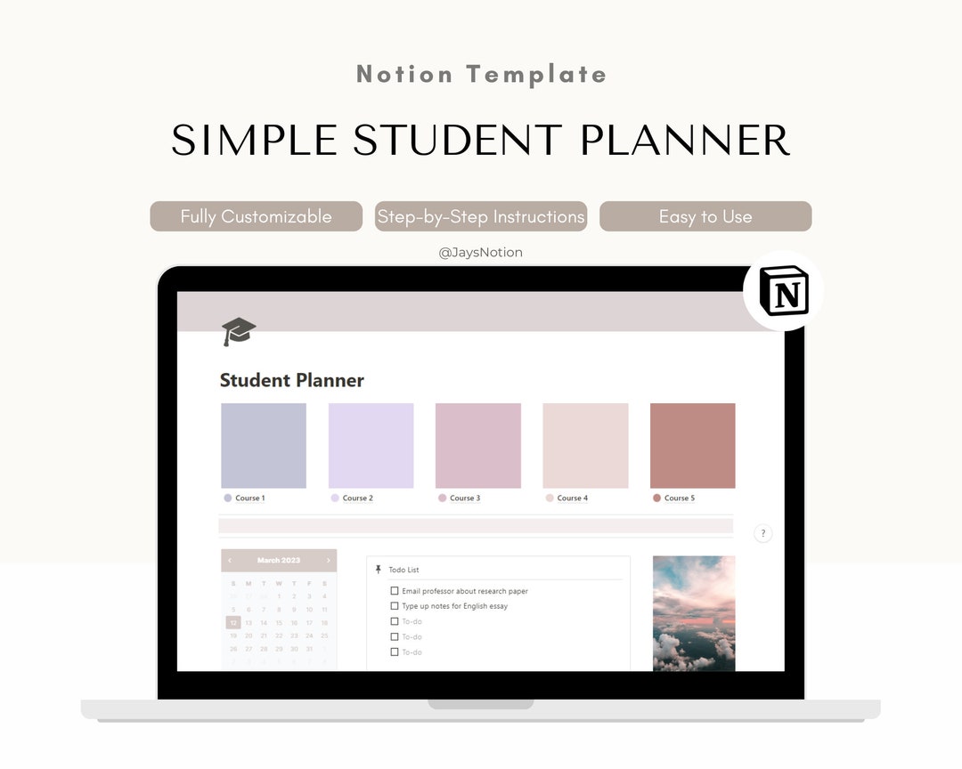 Notion Simple Student Planner Template: Academic and Study Tracker ...