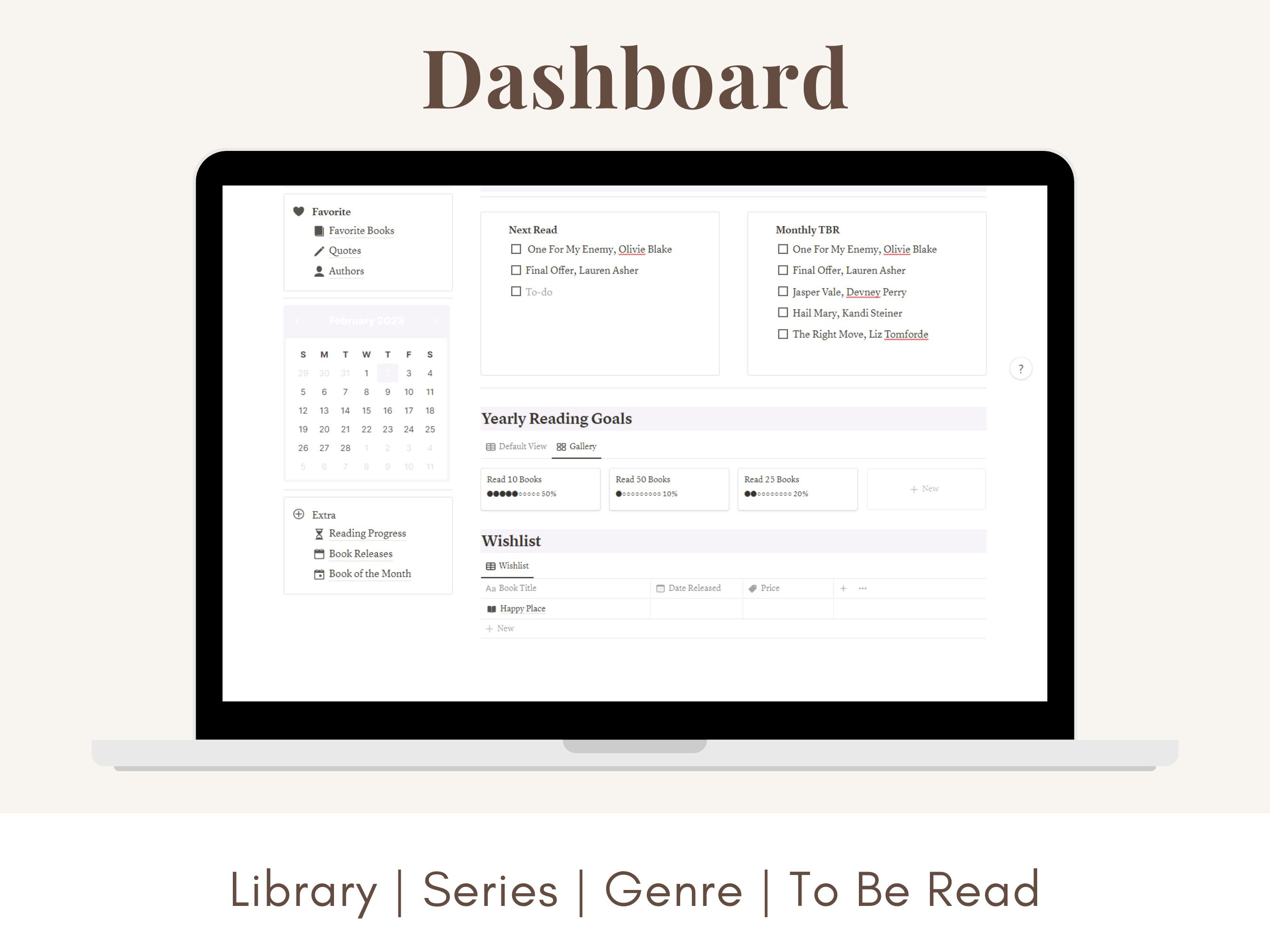 Reading Journal Notion Template, Notion Dashboard for Books, Book Tracker, Notion Template ...