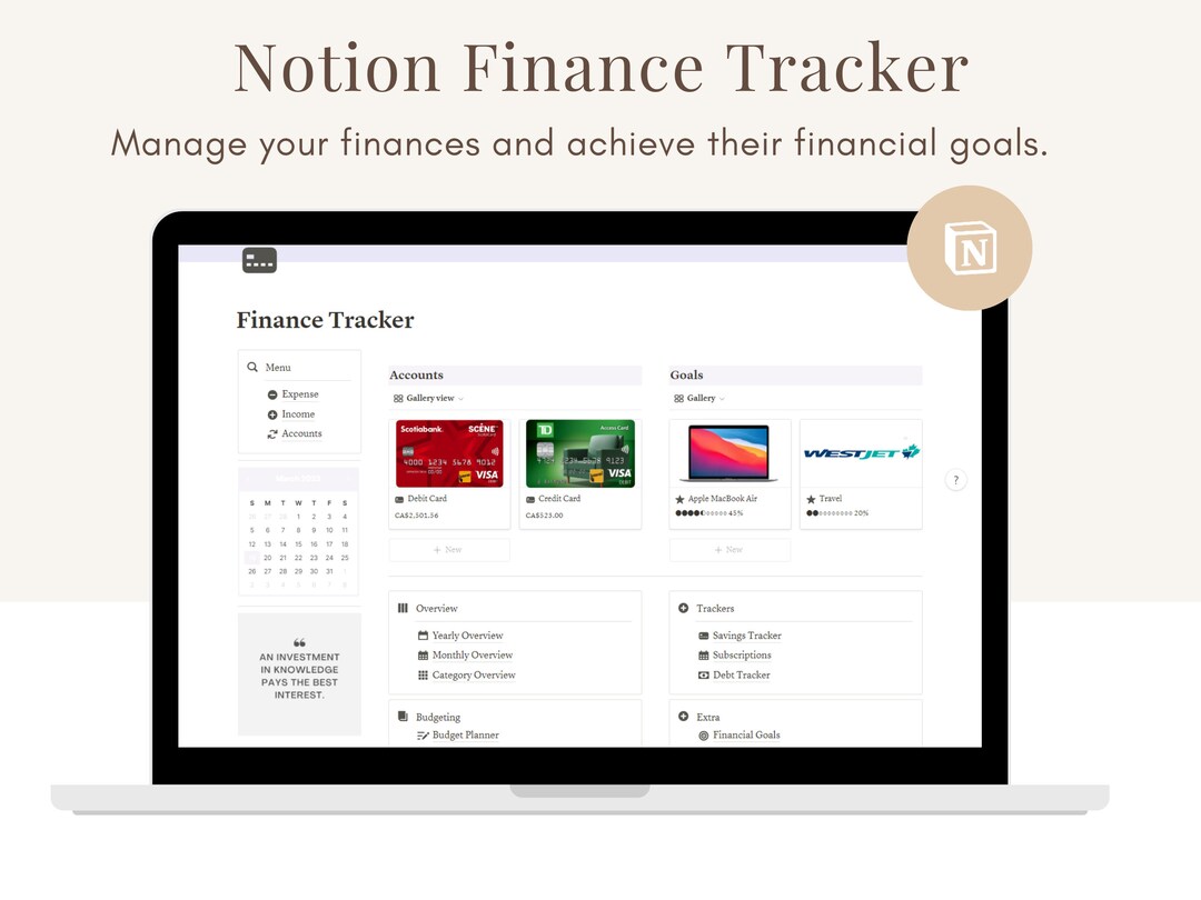 Notion Finance Tracker Template, Notion Budget, Income & Expense ...