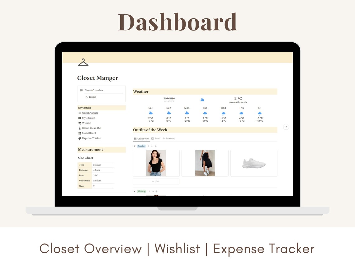 Closet Manager Notion Template, Notion Template Wardrobe Manager ...