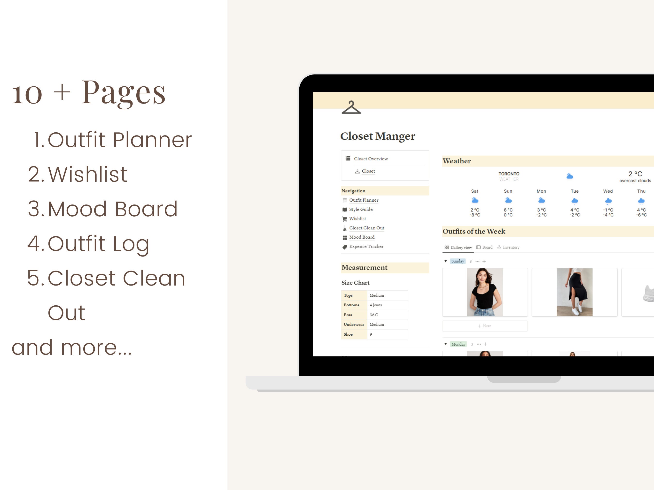 Closet Manager Notion Template, Notion Template Wardrobe Manager ...