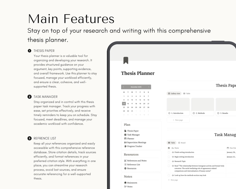 Notion Thesis Planner, Dissertation Planner, Research Organizer ...
