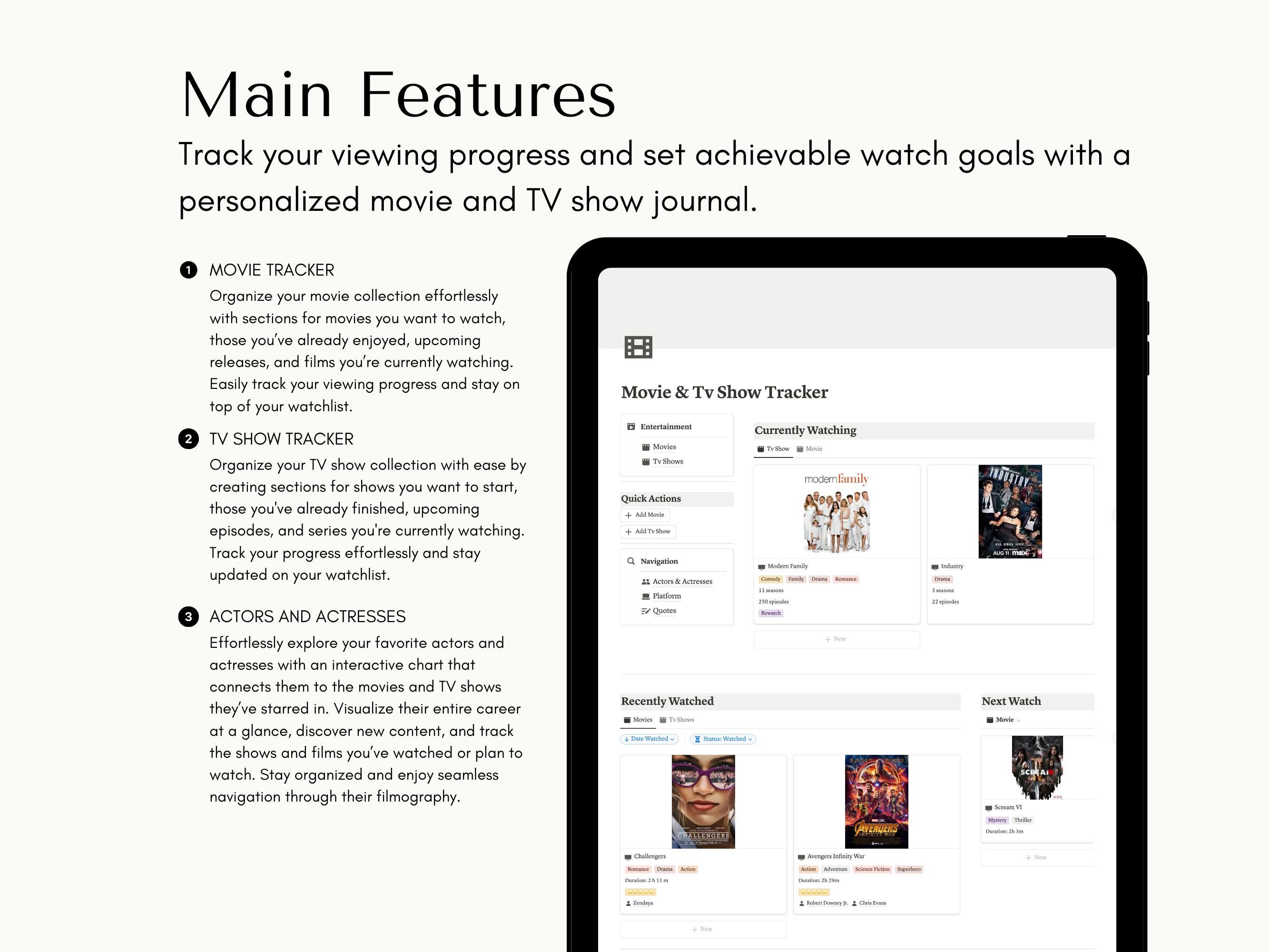 Notion Movie & TV Show Tracker Template: Digital Watchlist - Etsy