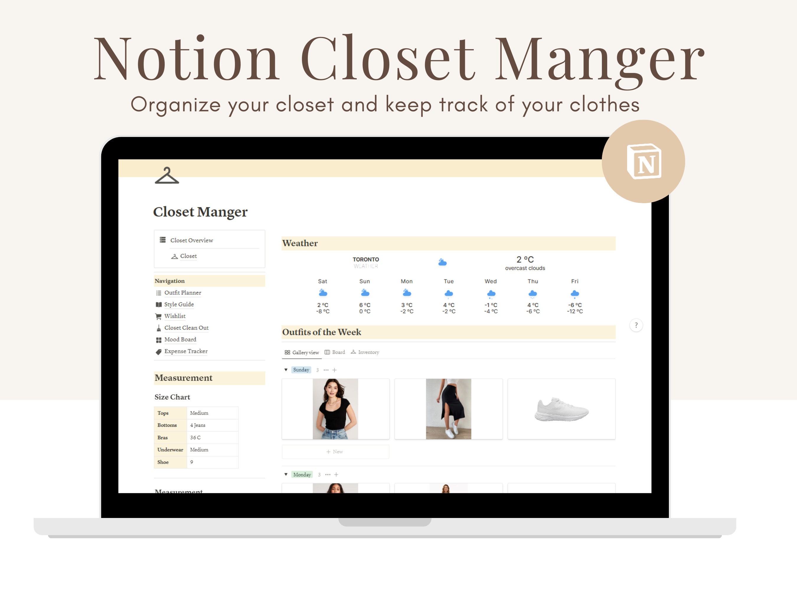 Closet Manager Notion Template, Notion Template Wardrobe Manager ...