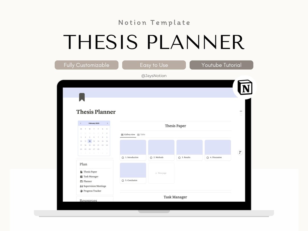Notion Thesis Planner Template, Academic Research Organizer, Digital ...