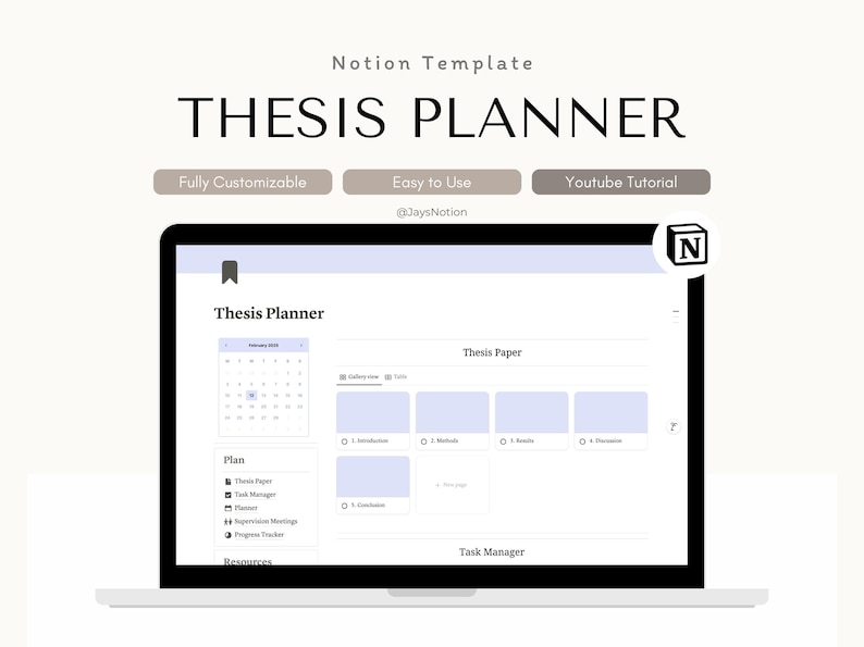 Notion Thesis Planner Template, Academic Research Organizer, Digital ...
