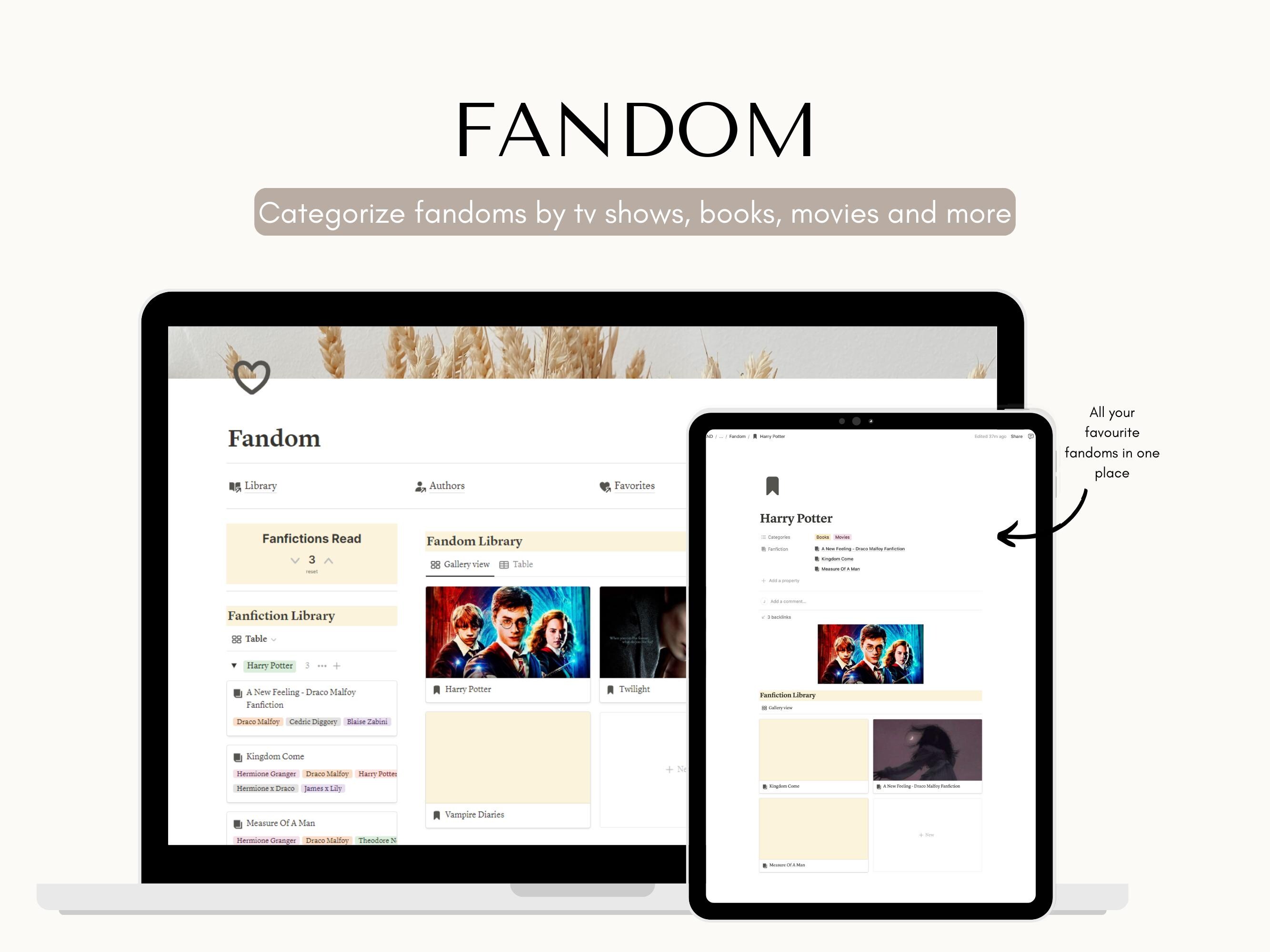 Notion Fanfiction Journal Template, Digital Reading Log, Writing ...