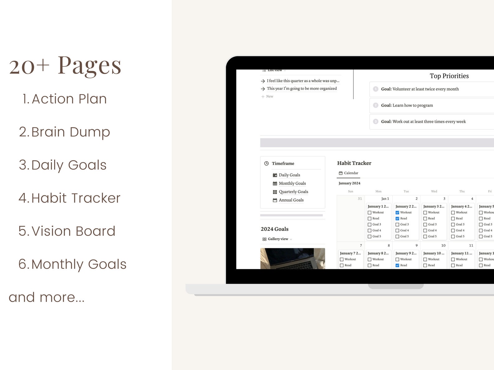 2024 Goal Planner Notion Template, Goal Progress Tracker, Daily Habit ...