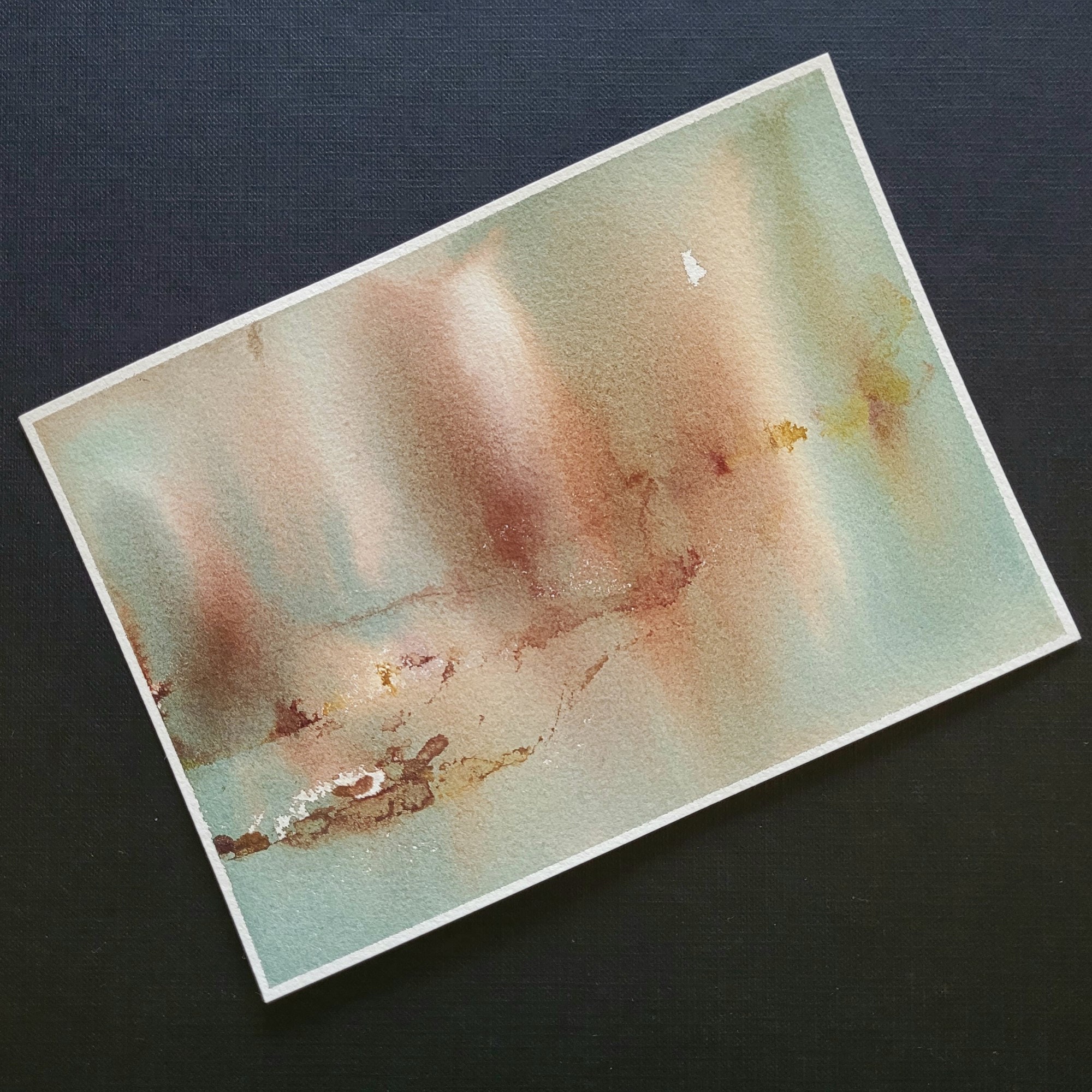 Abstract Watercolor Painting Small Wall Art Modern Horizontal 5x7 ...