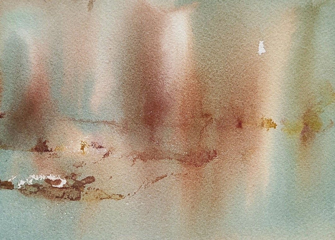 Abstract Watercolor Painting Small Wall Art Modern Horizontal 5x7 ...