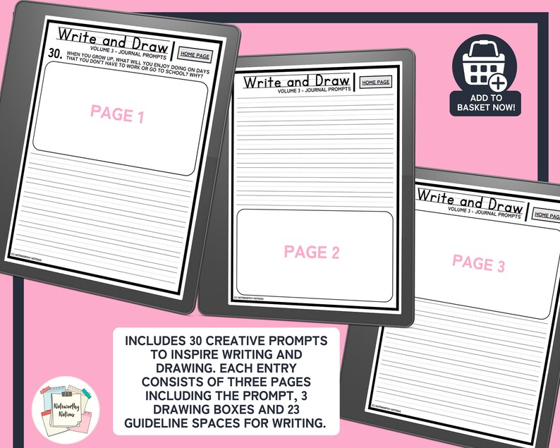 Kindle Scribe Write and Draw Kids Book | Volume 3 - Journal Prompts ...