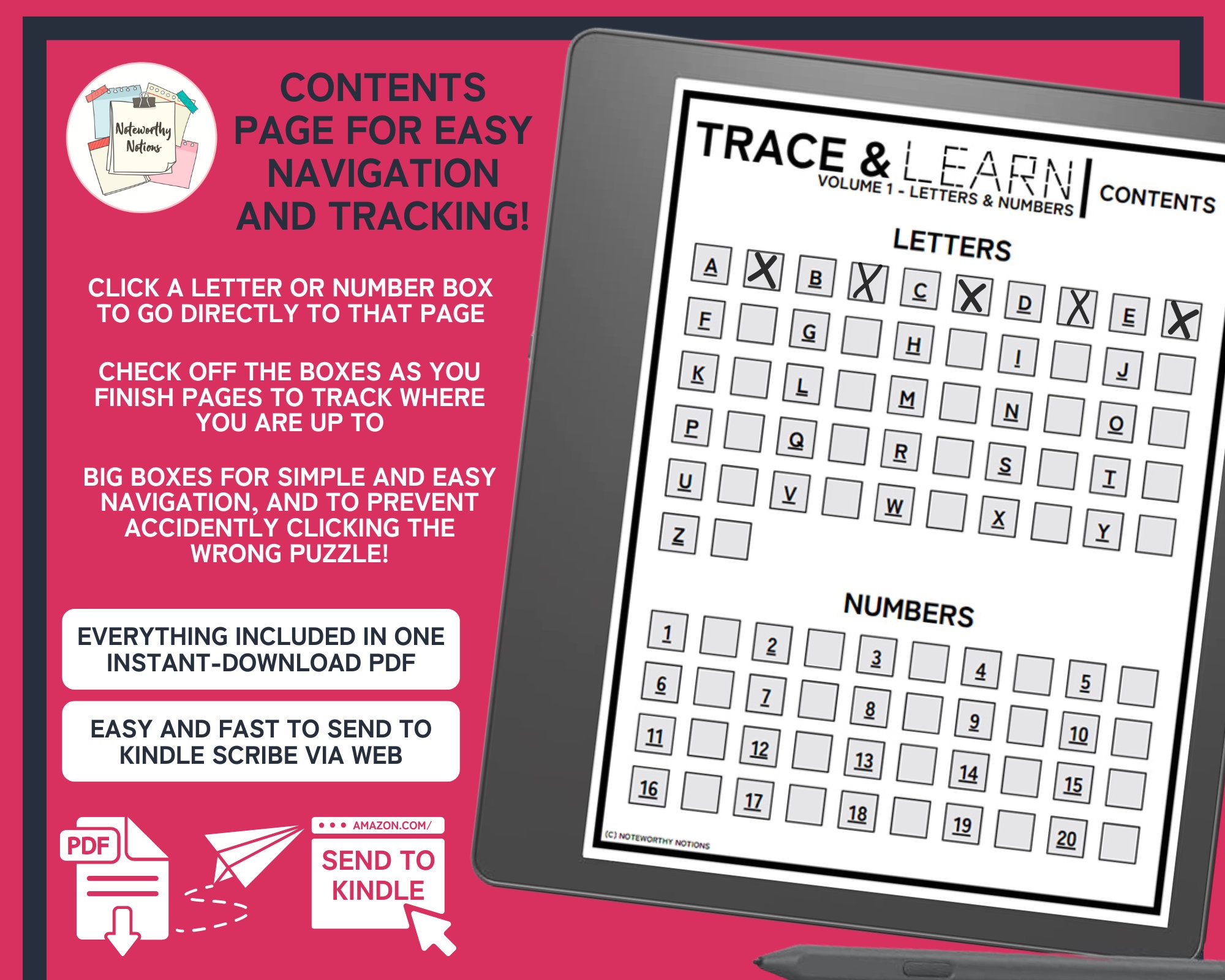 Kindle Scribe Trace and Learn Kids Book | Volume 1 - Letters & Numbers ...