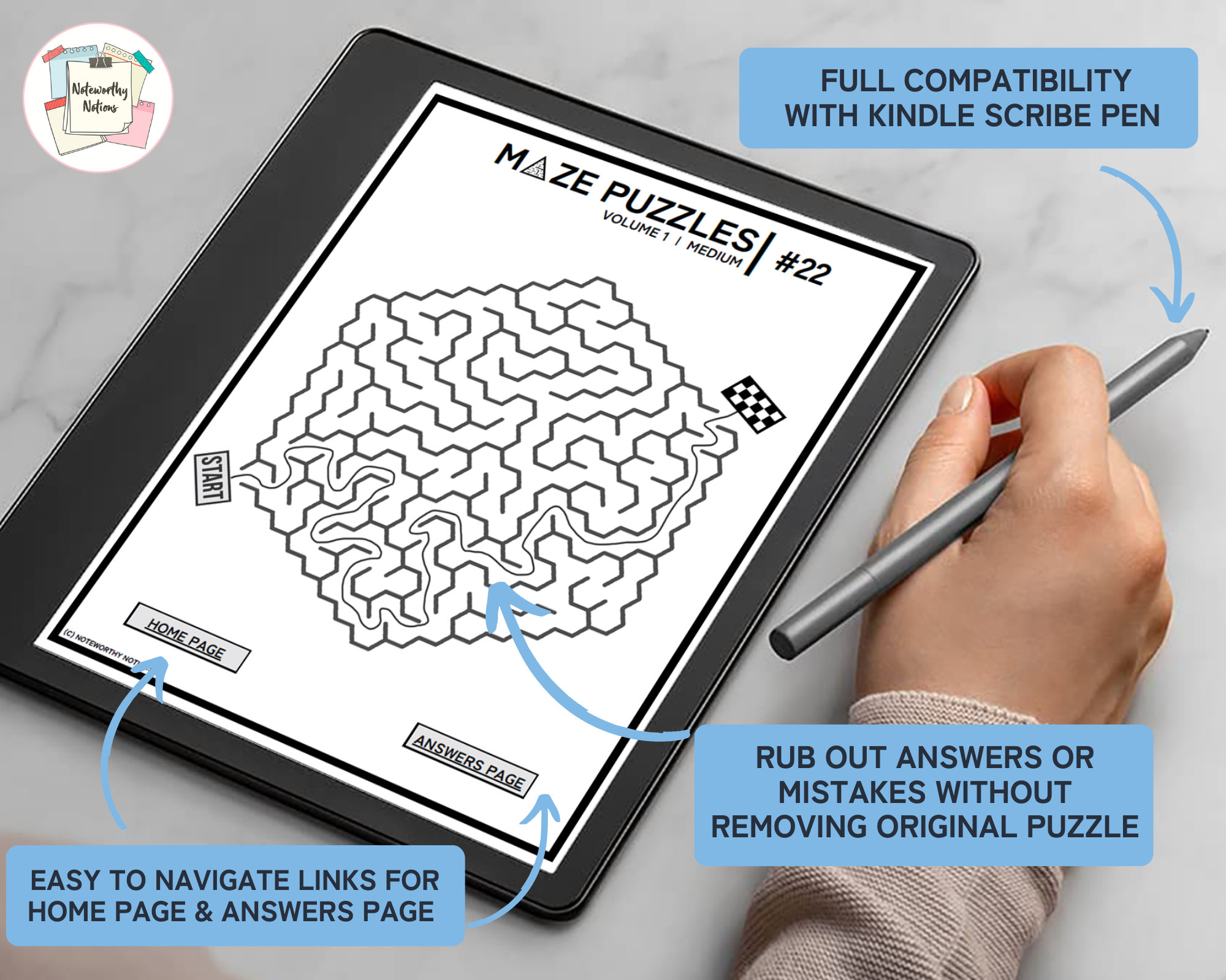Kindle Scribe Maze Puzzle Book | Volume 1 - Medium | Digital Template ...