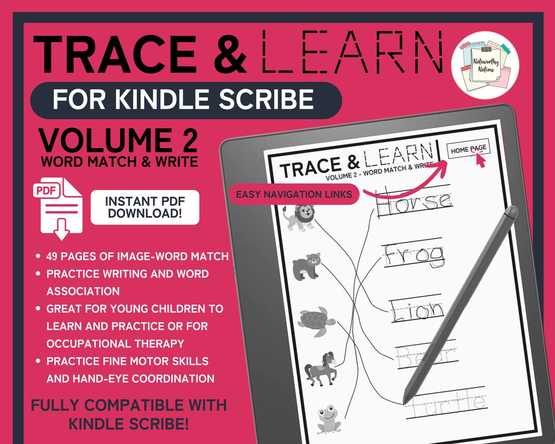 Kindle Scribe Trace and Learn Kids Book | Volume 2- Word Match & Write ...
