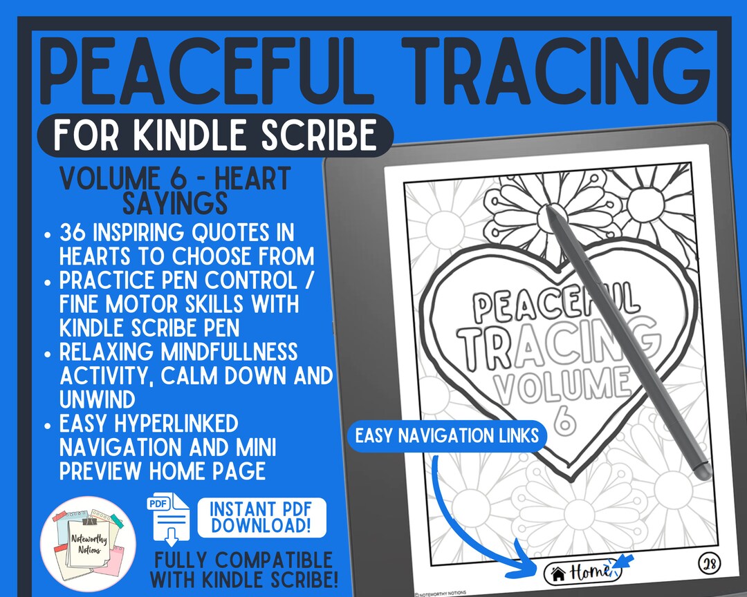 Kindle Scribe Peaceful Tracing Book Volume 6 - Heart Sayings Digital ...