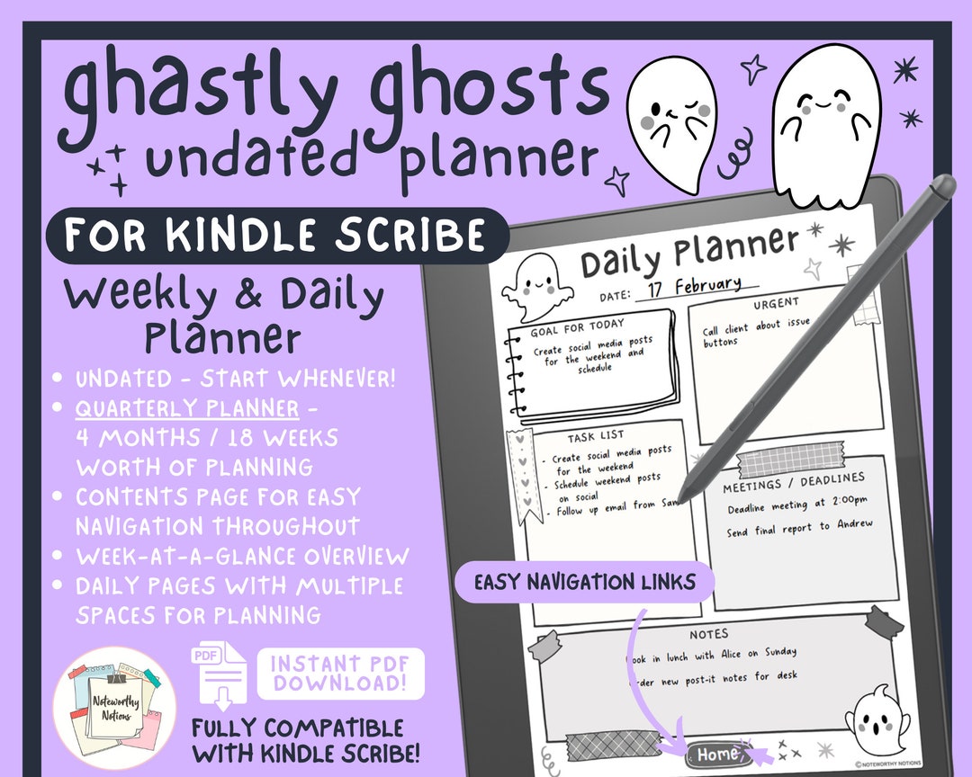 Kindle Scribe Ghastly Ghosts Undated Planner | Weekly & Daily Planner ...