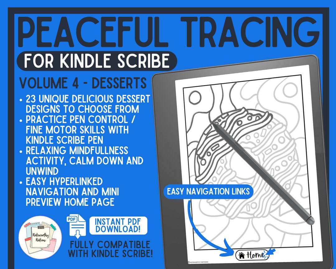 Kindle Scribe Peaceful Tracing Book Volume 4 Delicious Desserts Digital ...