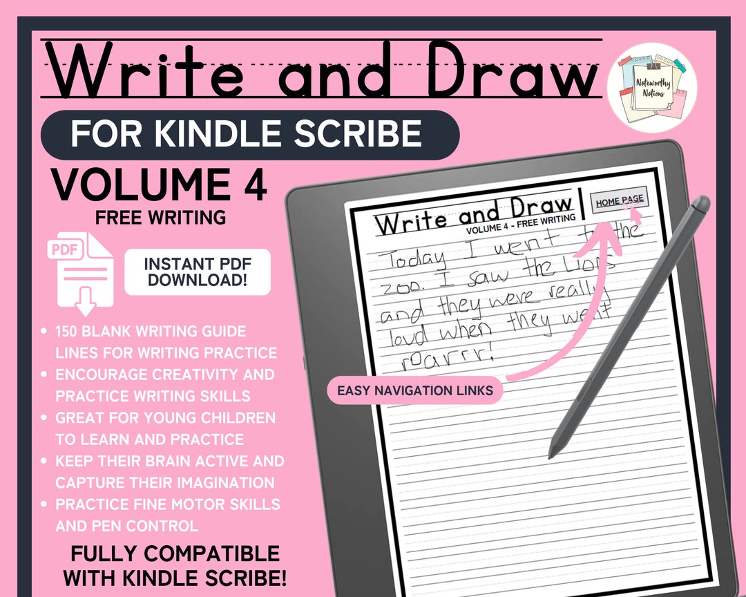 Kindle Scribe Write and Draw Kids Book | Volume 4 - Free Writing ...
