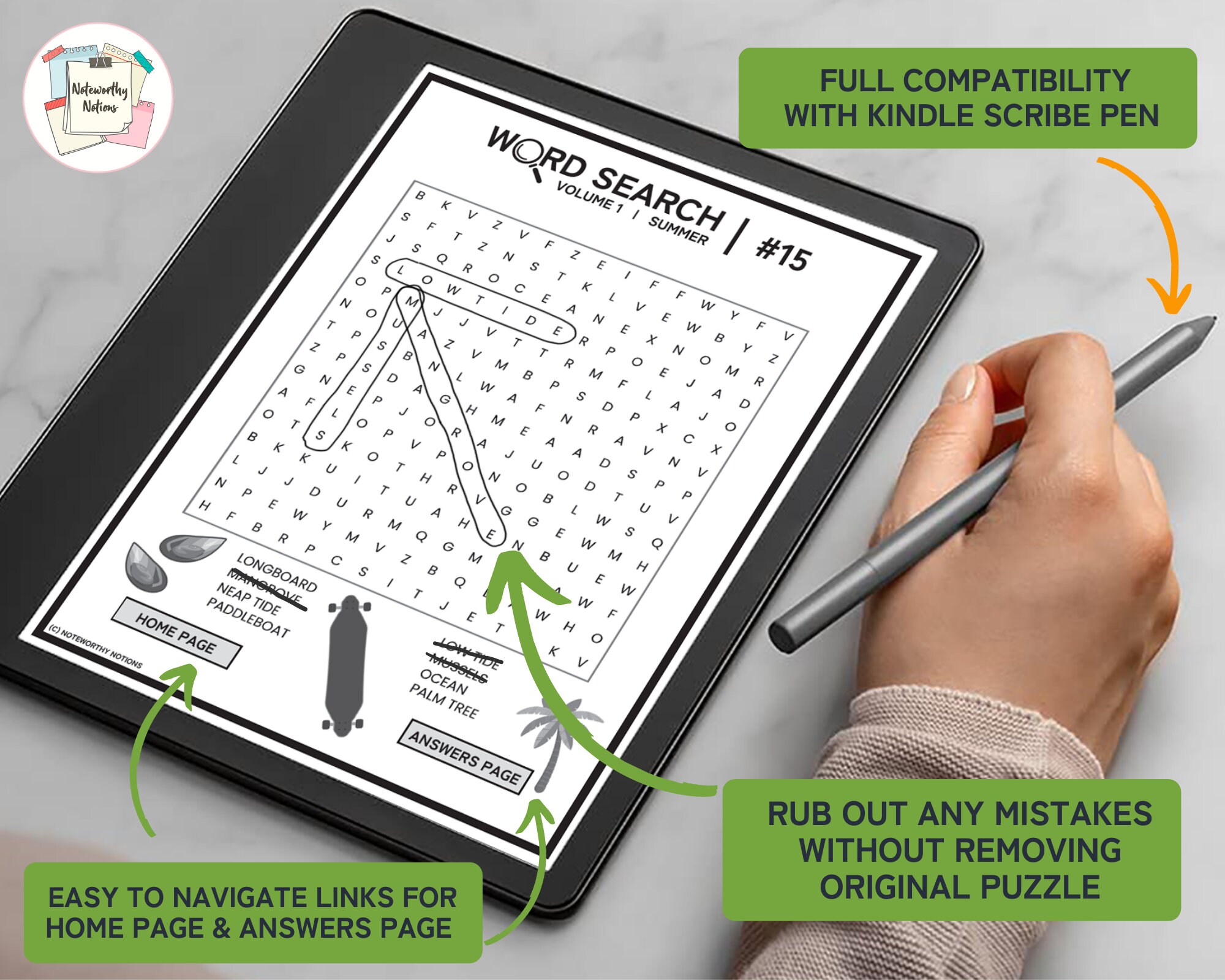 Kindle Scribe Word Search Puzzle Book Volume 1 Summer Digital Template ...