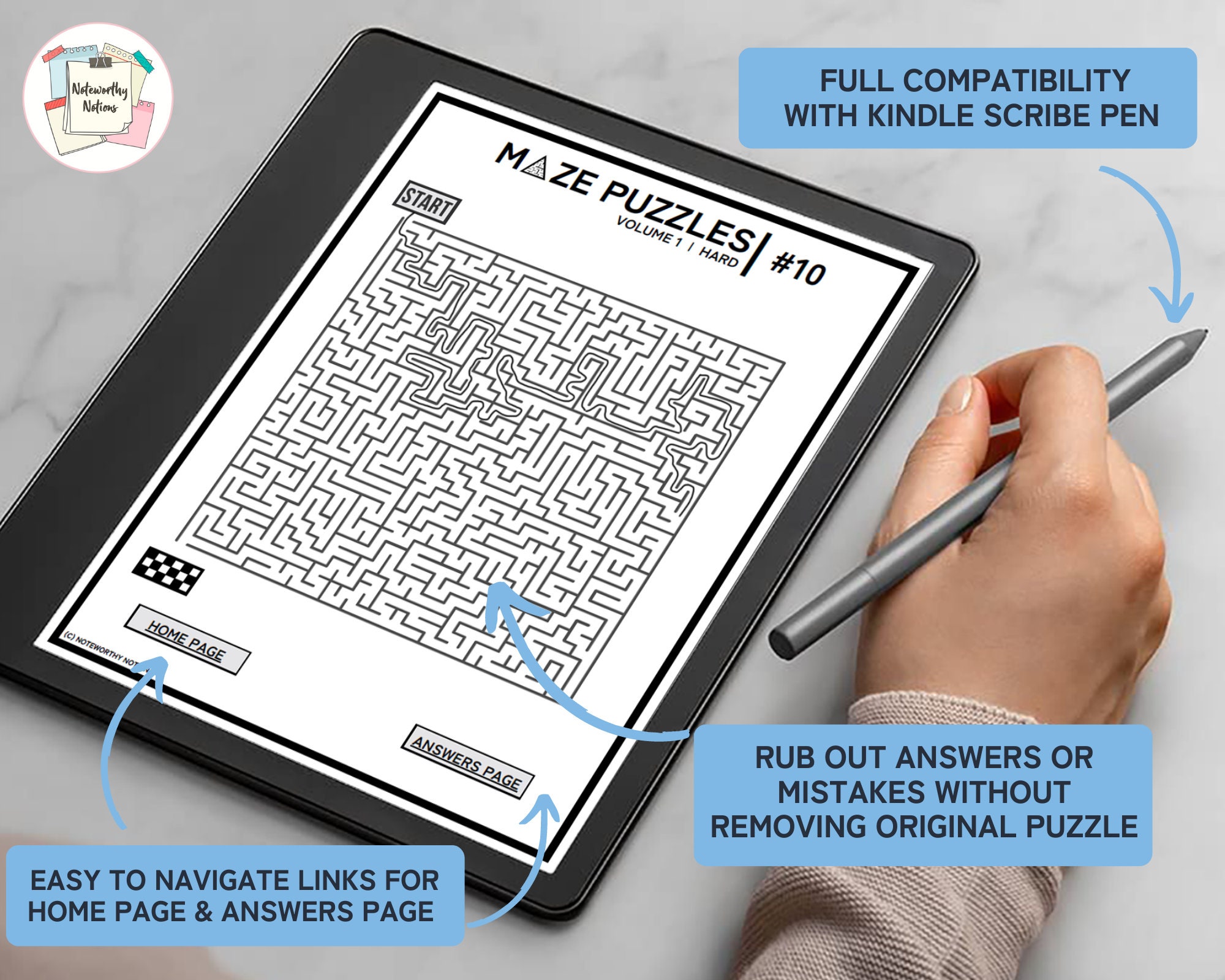 Kindle Scribe Maze Puzzle Book Volume 1 Hard Digital Template Instant ...