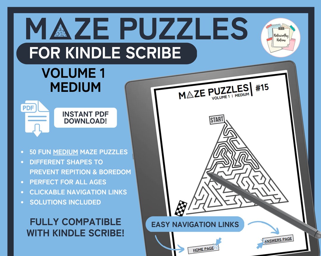 Kindle Scribe Maze Puzzle Book | Volume 1 - Medium | Digital Template ...