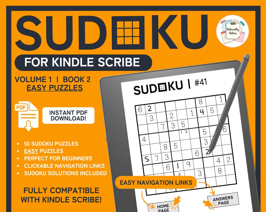 Kindle Scribe Sudoku Puzzle Book | Volume 1 Book 2 - Easy Games ...