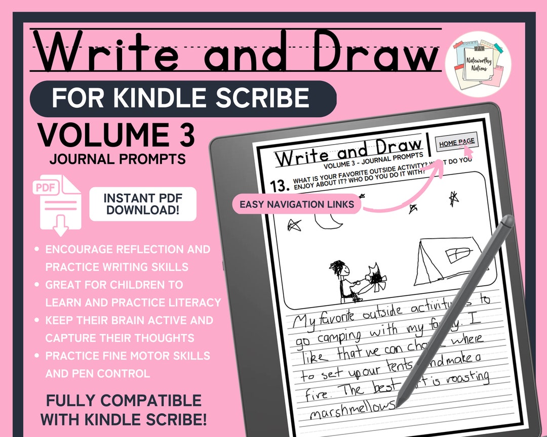 Kindle Scribe Write and Draw Kids Book Volume 3 Journal Prompts Digital ...