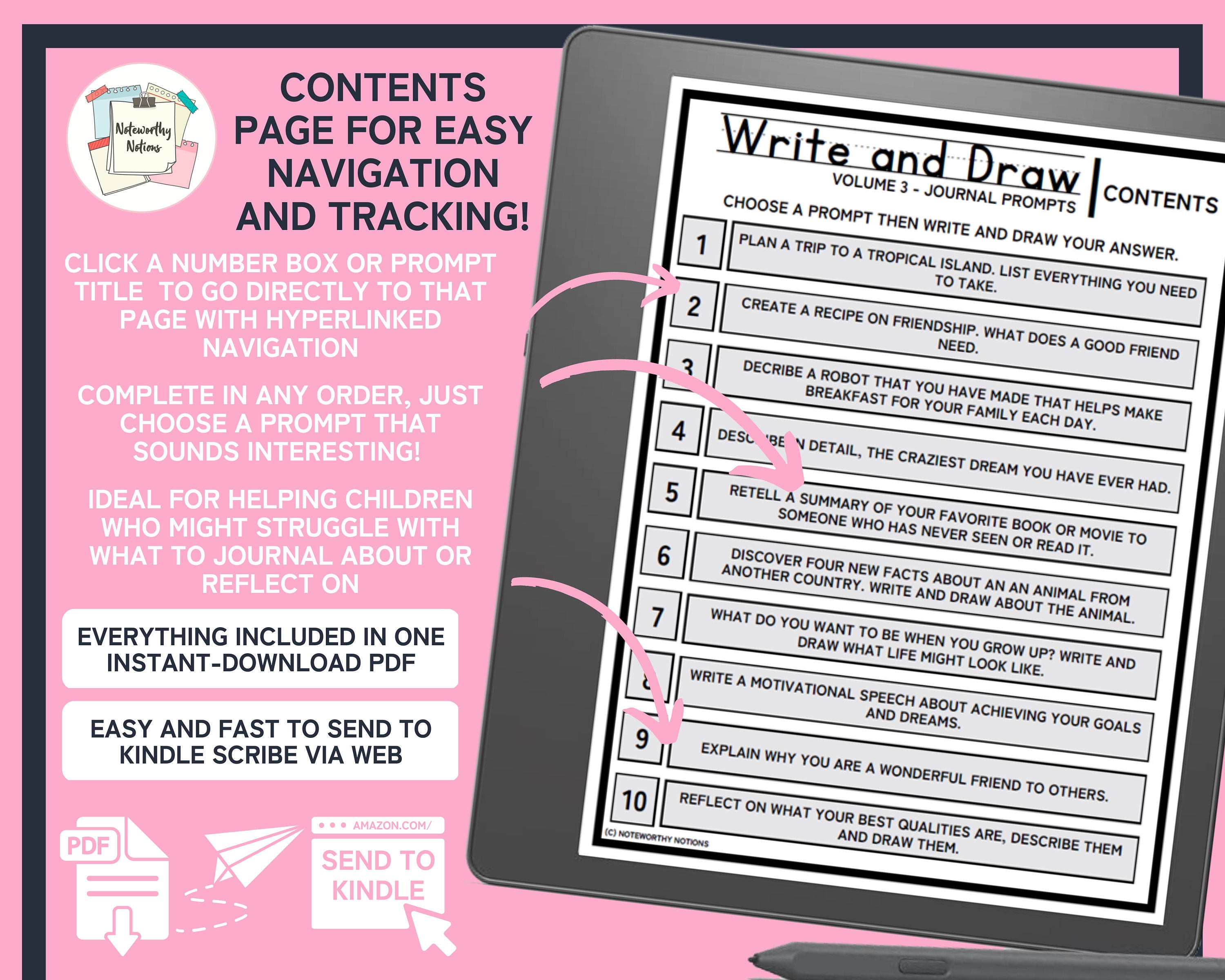 Kindle Scribe Write and Draw Kids Book Volume 3 Journal Prompts Digital ...