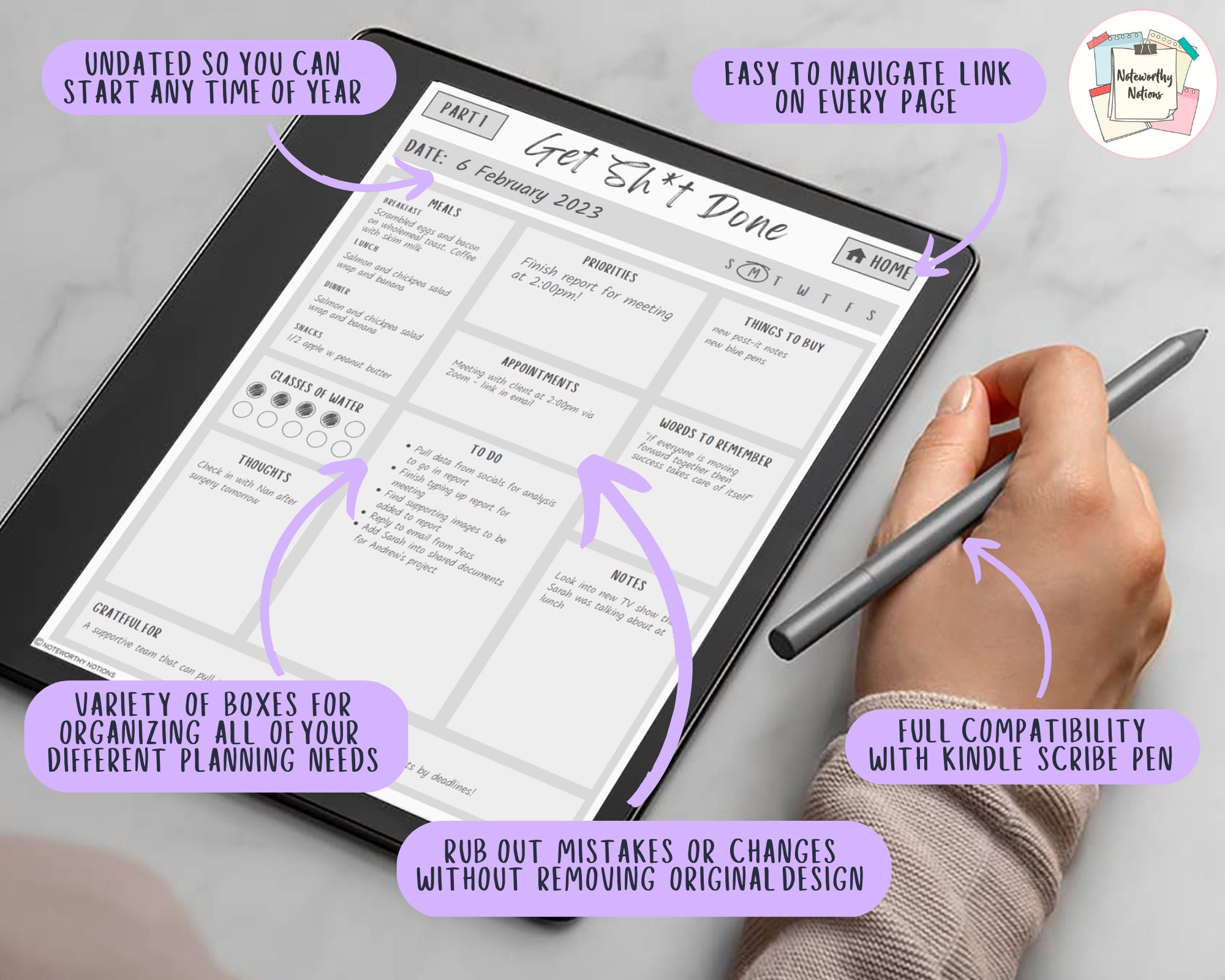 Kindle Scribe Get Sh*t Done Undated Daily Planner | Daily Organizer ...